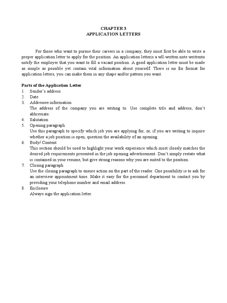 Chapter 3 Application Letters | PDF | Cognition | Human Communication