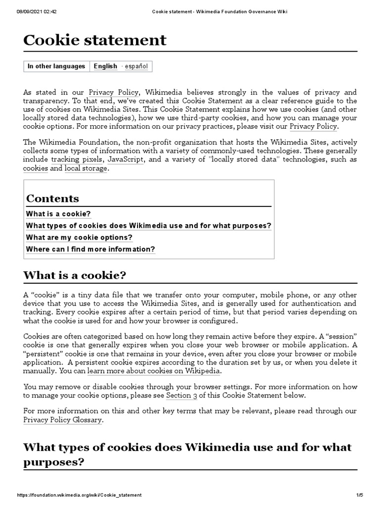 Cookie Statement - Wikimedia Foundation Governance Wiki | PDF | Http ...