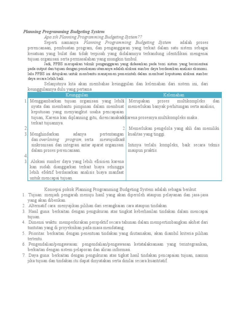 Planning Programming Budgeting System | PDF | Bisnis