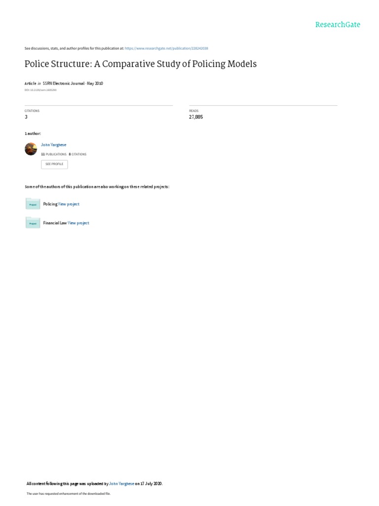 A Comparative Analysis of Centralized and Decentralized Policing Models ...