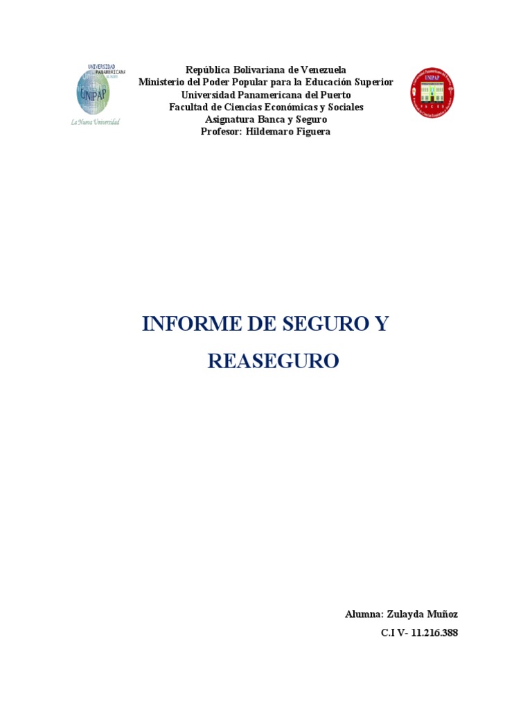 Informe de Seguro y Reaseguro | PDF | Seguro | Póliza de seguros