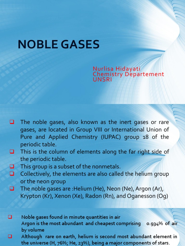 Noble Gases Chemistry and Properties in 40 Characters | PDF | Helium ...