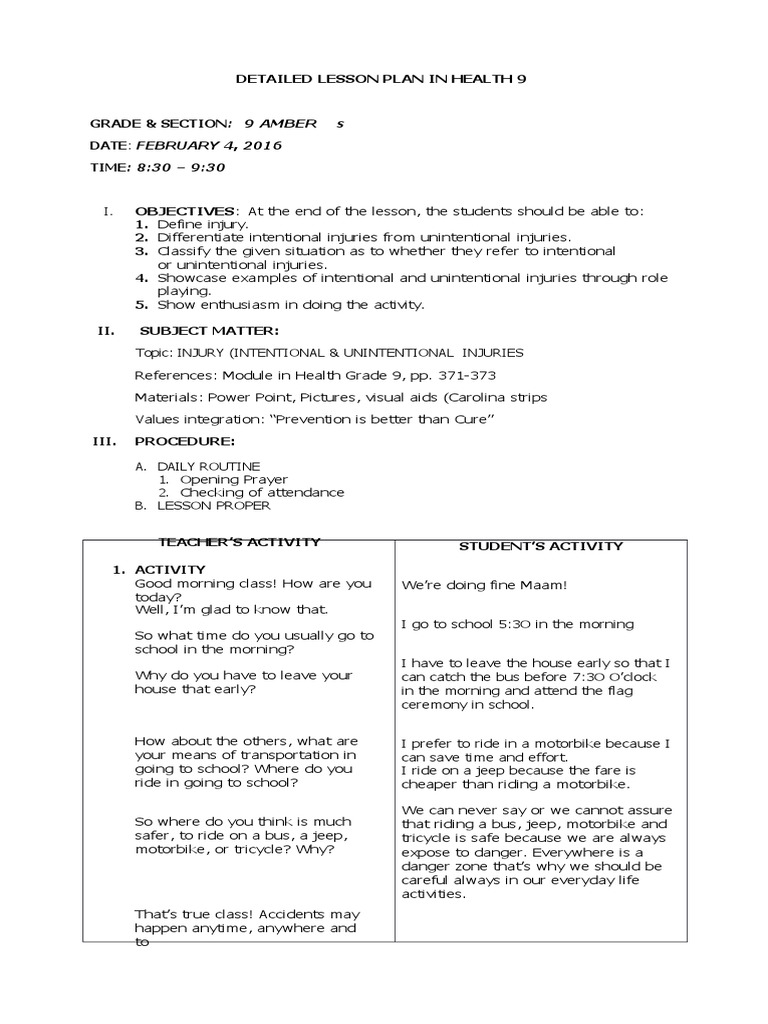 Detailed Lesson Plan in Health Final Demodocx | PDF | Lesson Plan