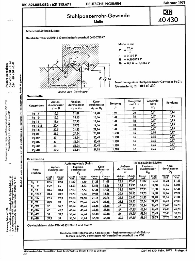 Din 40430 Pg螺纹 | PDF