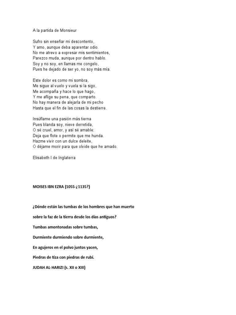 Poemas sobre la partida y el desamor | PDF