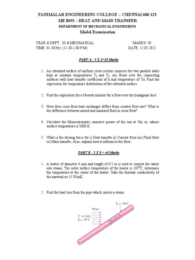 HMT Model QP | PDF | Heat Transfer | Heat