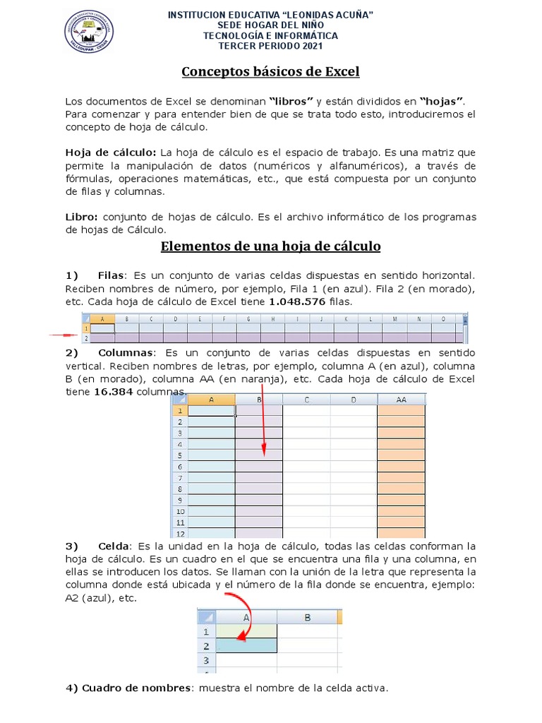 Conceptos Básicos de Excel | PDF | Hoja de cálculo | Microsoft Excel