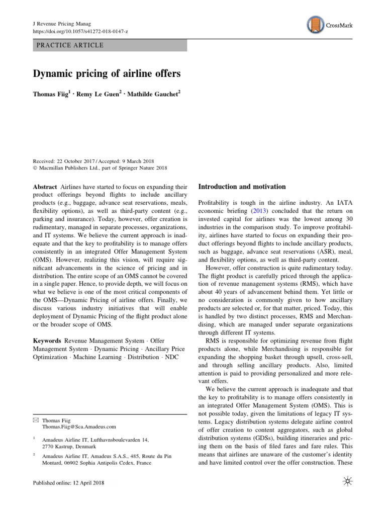 Airline Dynamic Pricing Insights | PDF | Pricing | Market (Economics)