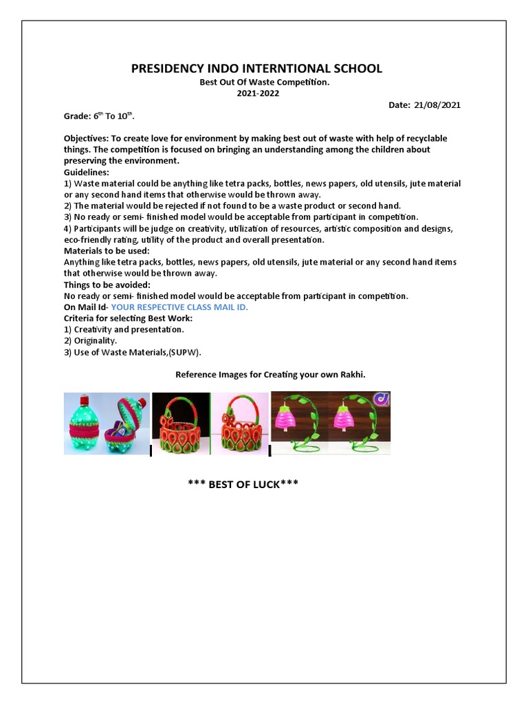 Best Out of Waste Competition 2021.1629524991 | PDF