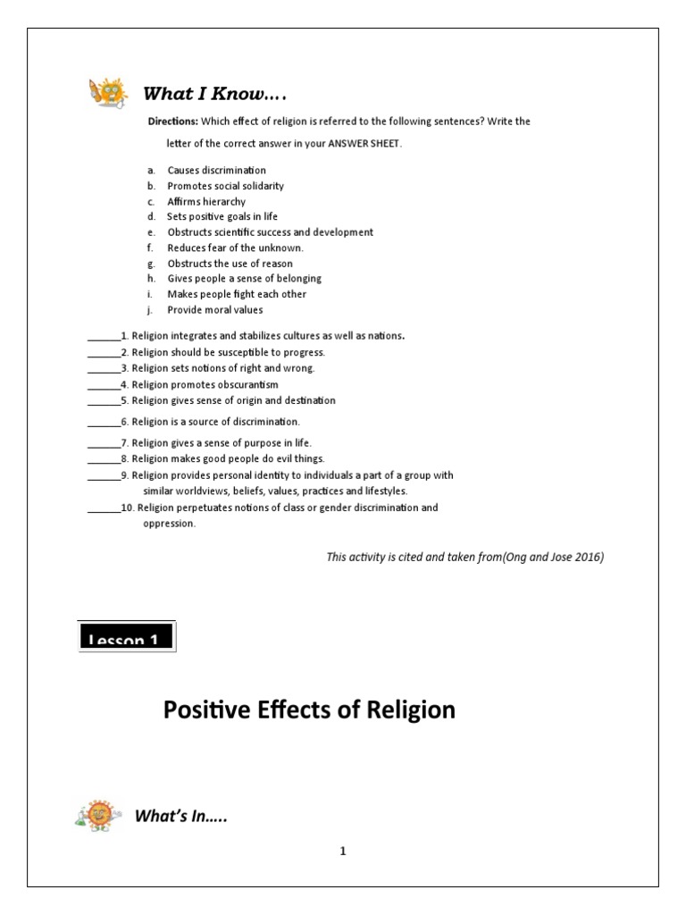 Positive Effects of Religion: What I Know | PDF | Spirituality | Faith