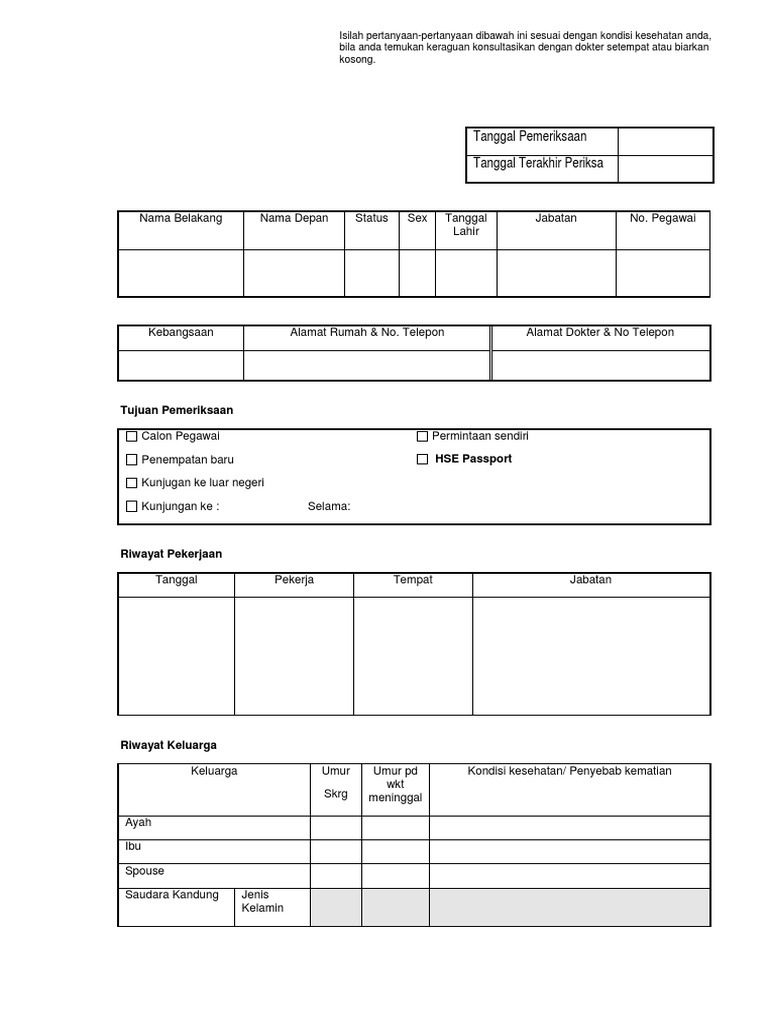 Formulir MCU | PDF | Pengembangan Diri | Gaya Hidup