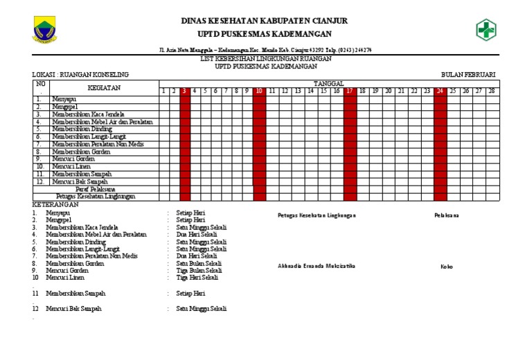 Checklist Kebersihan Ruangan | PDF