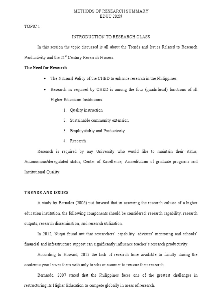 Jeffrey B Villangca-educ-202-Summary On Methods of Research | PDF | Validity (Statistics ...