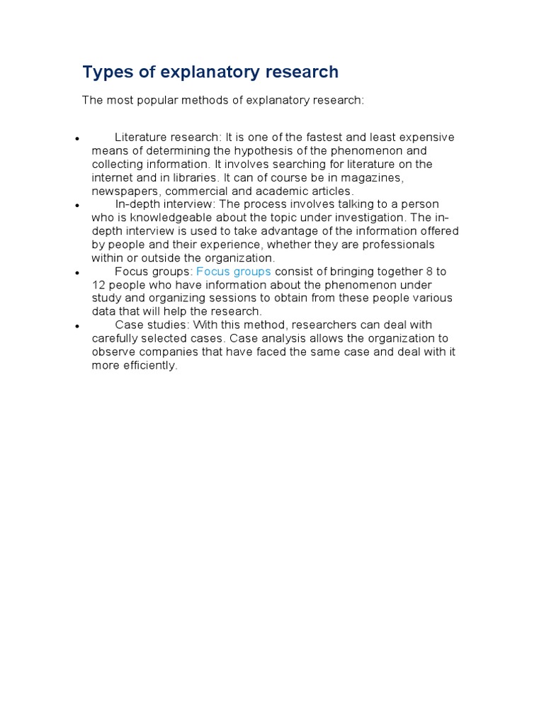 Types of Explanatory Research | PDF