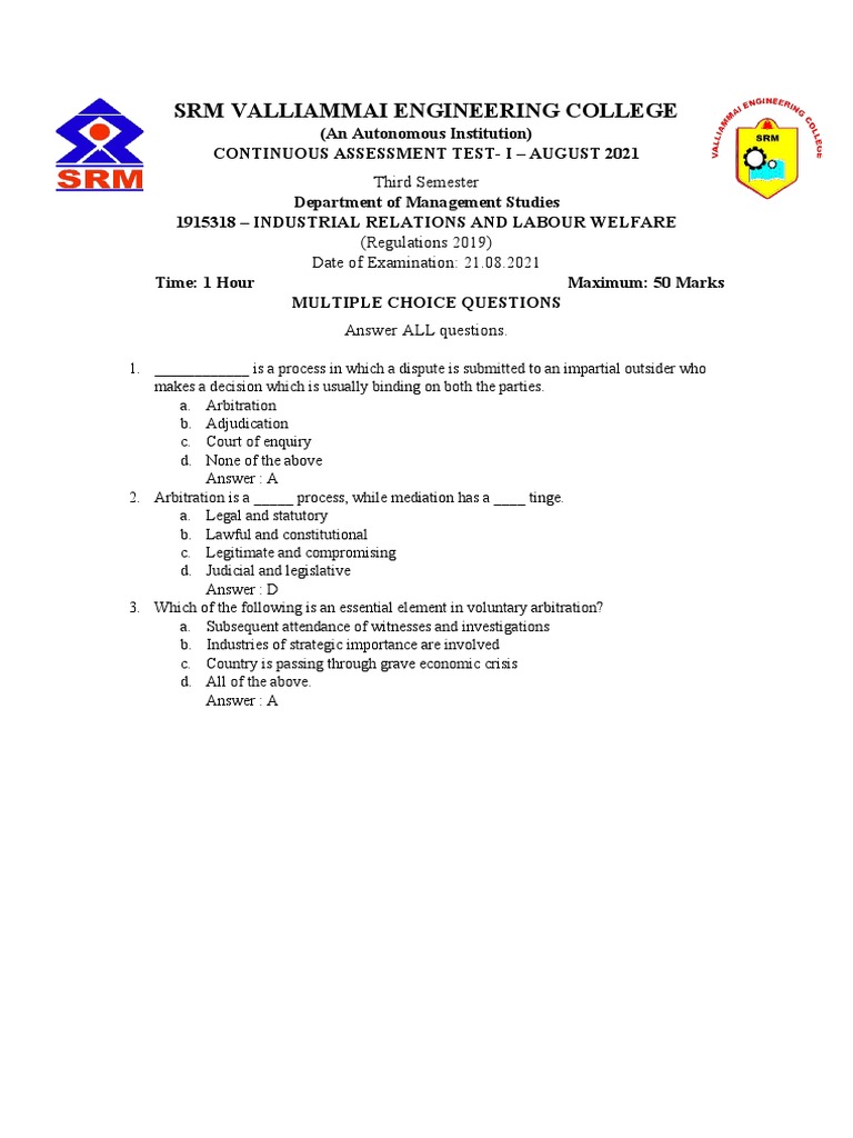 SRM Valliammai Engineering College | PDF