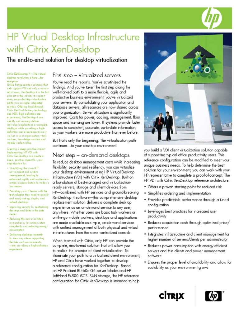 HP Virtual Desktop Infrastructure With Citrix Xendesktop: First Step ...