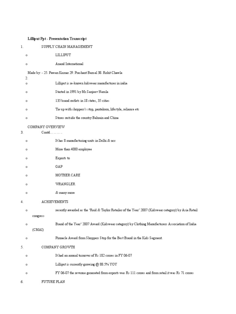 Lilliput | PDF | Retail | Brand