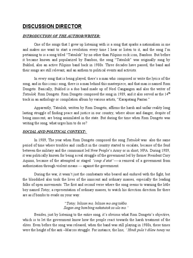 Discussion Director: Introduction of The Author/Writer | PDF