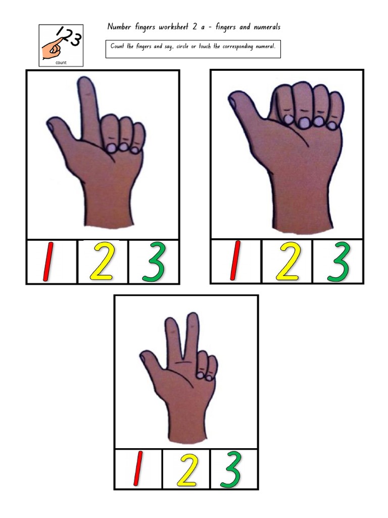 Number Fingers Worksheet 2 A-C | PDF