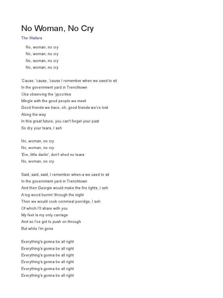 No Woman, No Cry: The Wailers | PDF