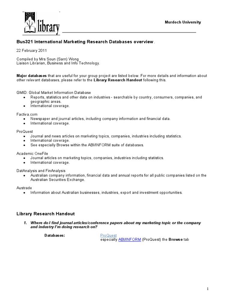 Bus321 International Marketing Research Databases Overview.: Murdoch ...