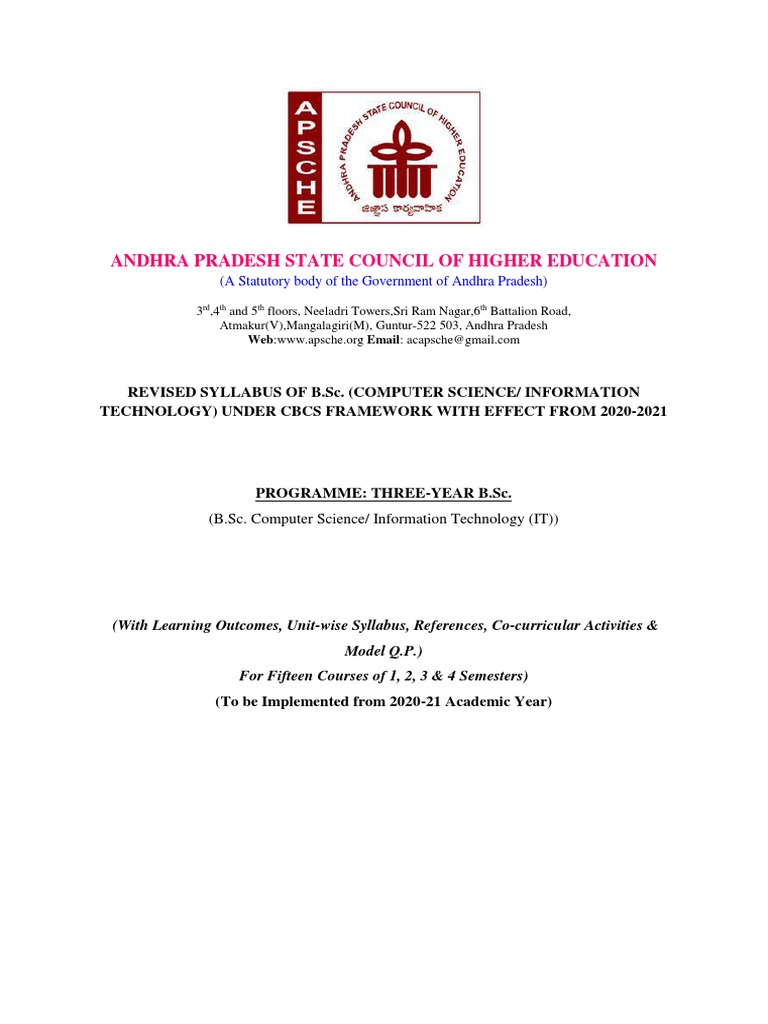 Revised Syllabus for B.Sc. Computer Science/Information Technology Programme Under CBCS ...