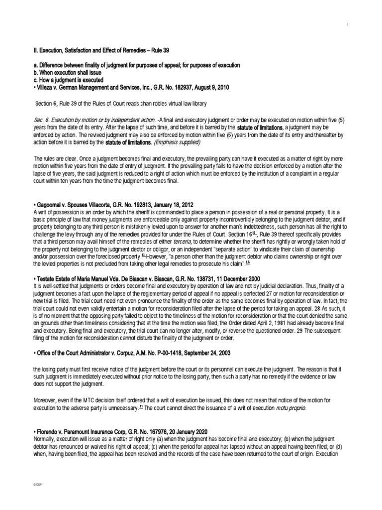 Execution and Enforcement of Judgments Under Rule 39 | PDF | Injunction ...