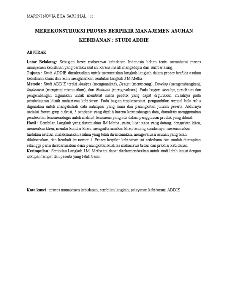 Hal 1 Studi ADDIE | PDF | Karier & Perkembangan
