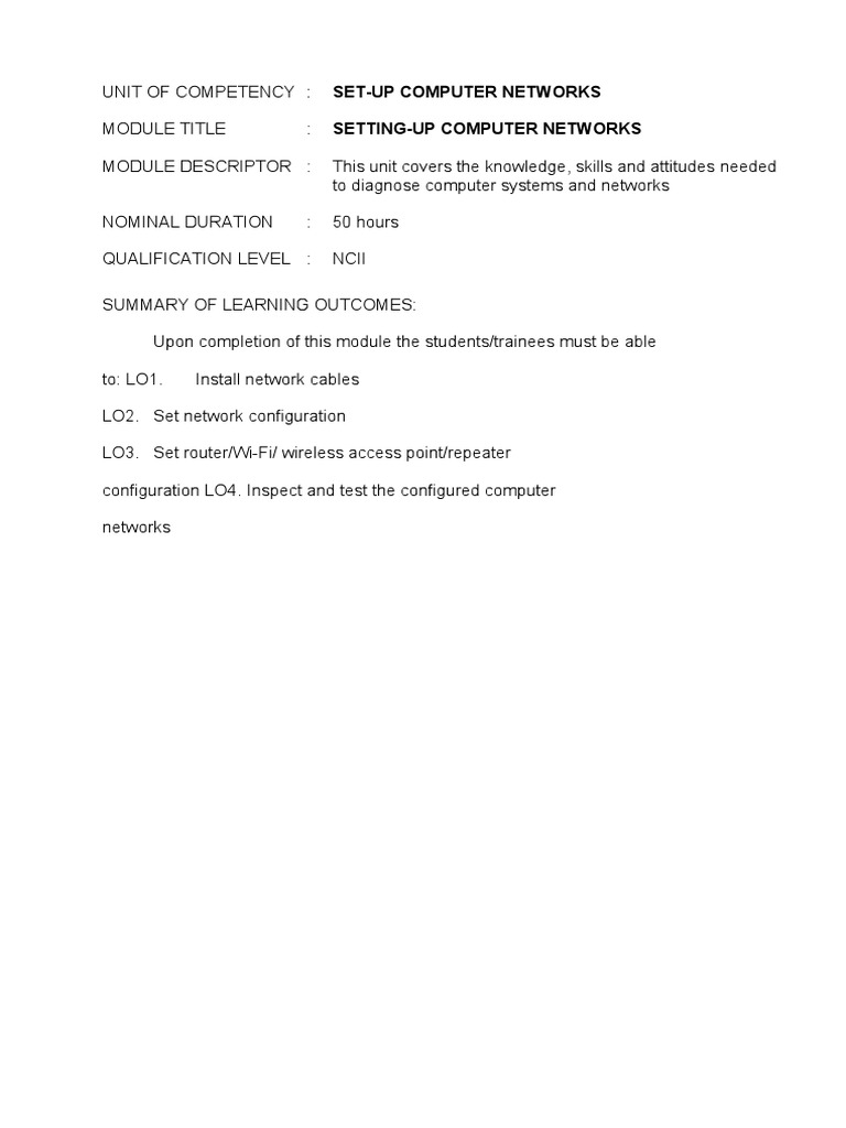 Set-Up Computer Networks Setting-Up Computer Networks | PDF | Computer Network | Software