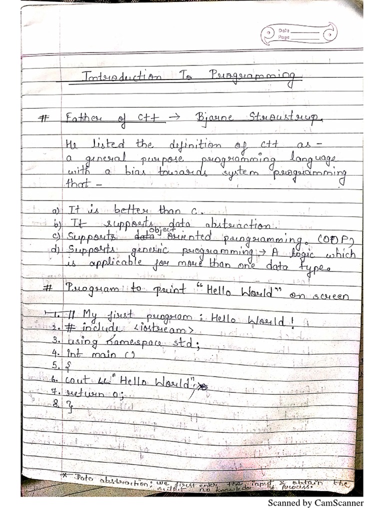 Viden Io C Handwritten Notes C 1 PDF | PDF