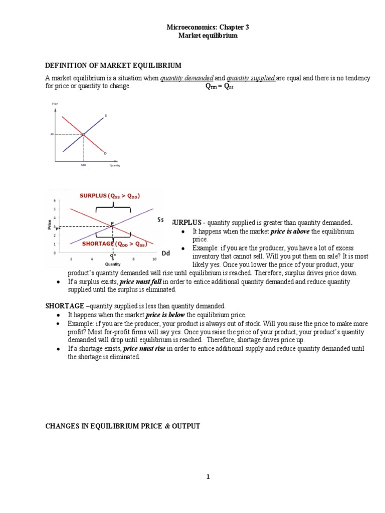 Microeconomics: Chapter 3 Market Equilibrium: DD SS | PDF | Economic ...