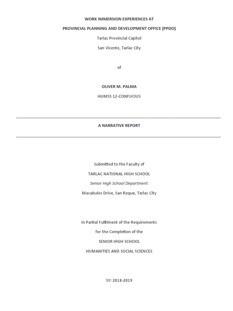 Work Immersion Experiences at Provincial Planning and Development ...