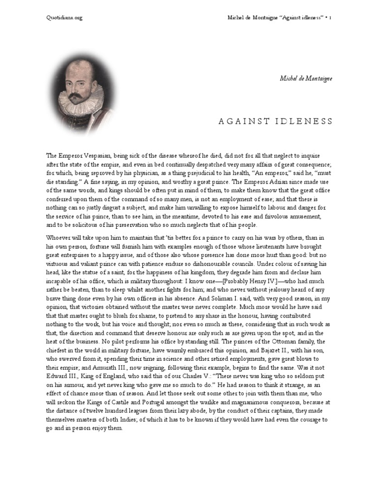 Montaigne's View on Idleness | PDF