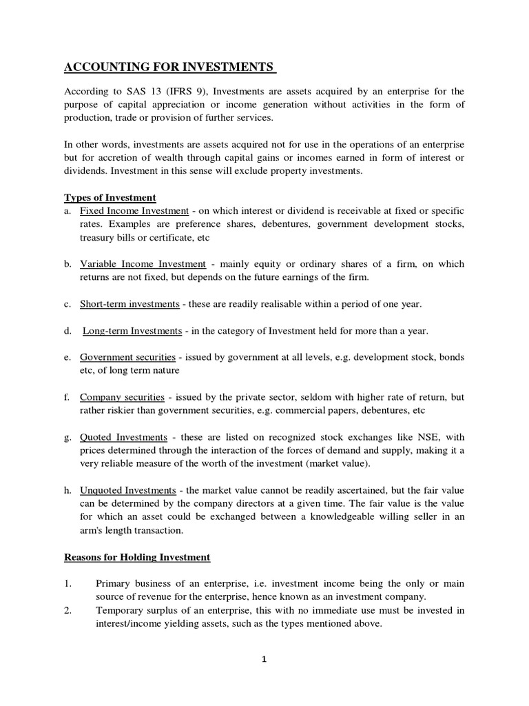 Accounting For Investment | PDF | Dividend | Investing