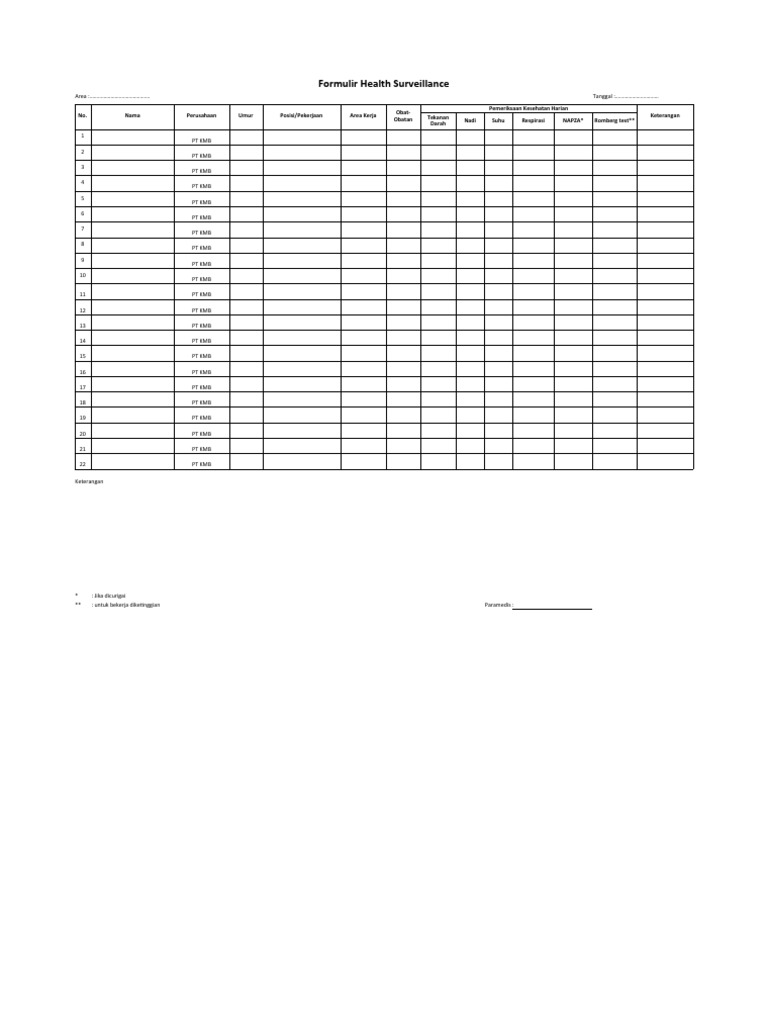 Master Form Daily Check Up | PDF