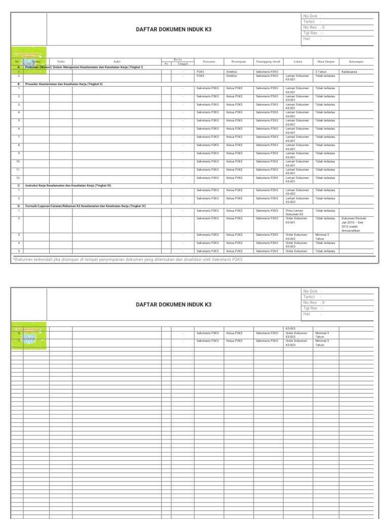 Form Pengendalian Dokumen Induk | PDF