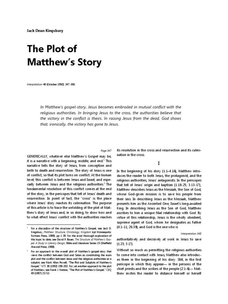 Kingsbury Plot of Matthews Story | PDF | Gospel Of Matthew | Jesus