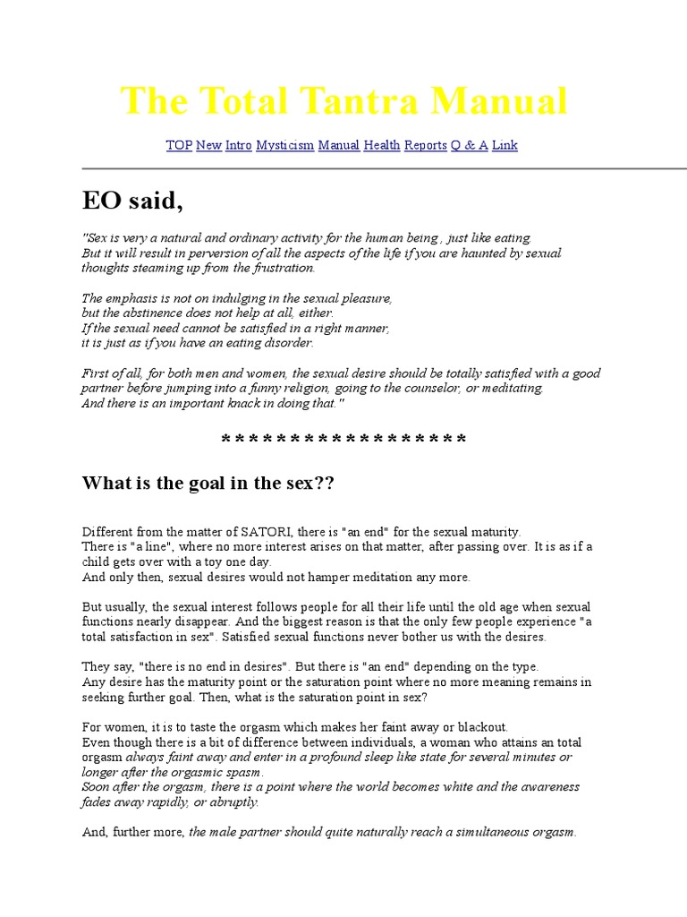 Tantra Manual | PDF | Orgasm | Ejaculation