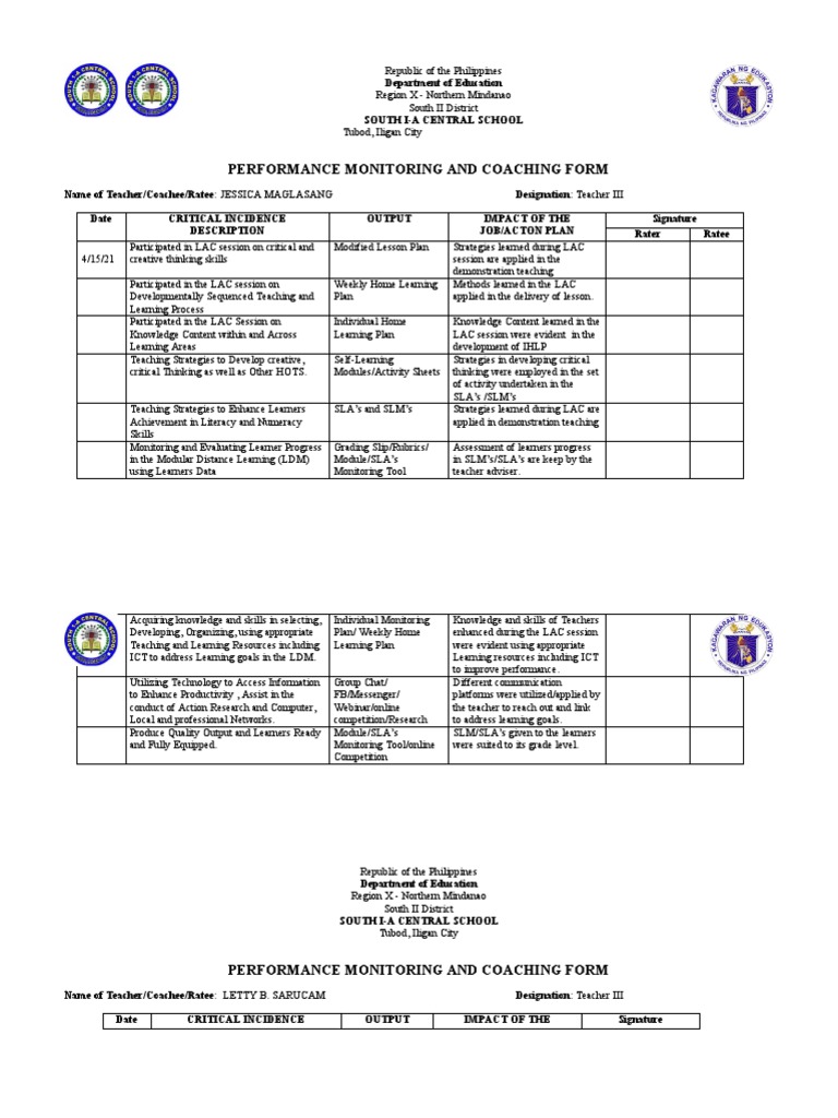 performance-monitoring-and-coaching-form-pdf-second-language