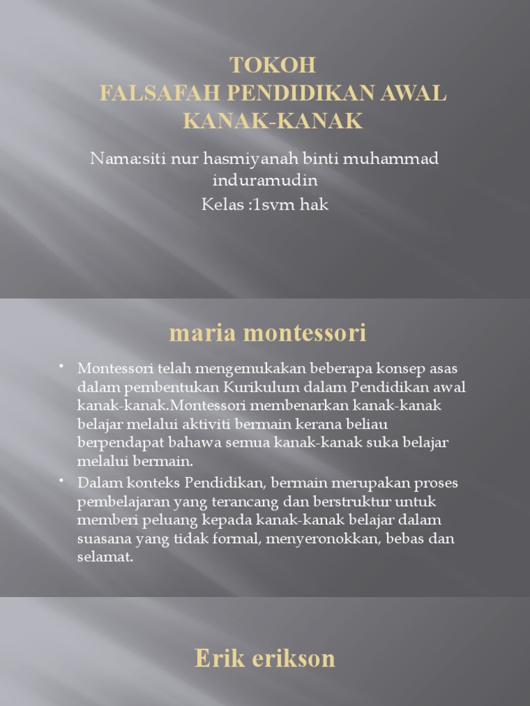 Tokoh Falsafah Pendidikan Awal Kanak-Kanak | PDF