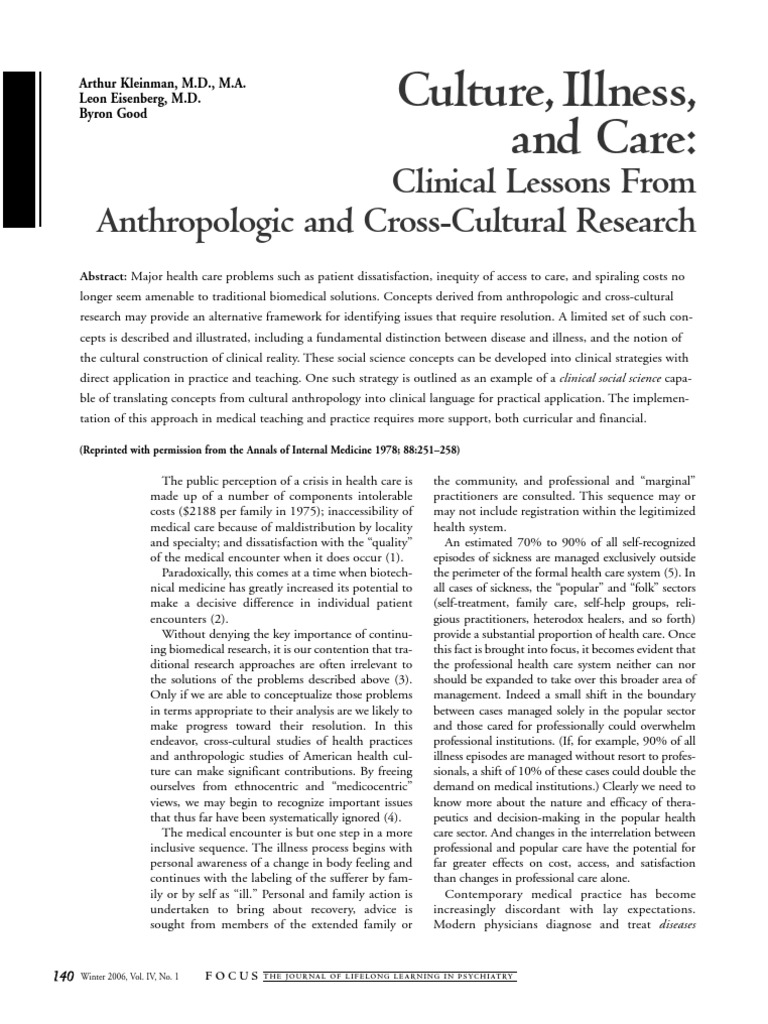 Explanatory Model Kleinman | Mental Disorder | Health Care