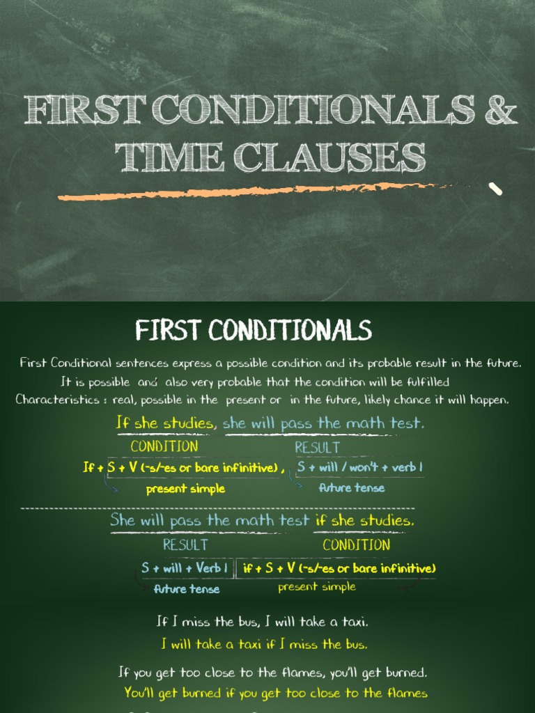 First Conditional & Time Clauses Presentation | PDF | Syntax | Linguistic Morphology