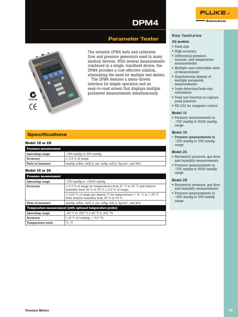 Fluke DPM4 | PDF | Pressure Measurement | Calibration