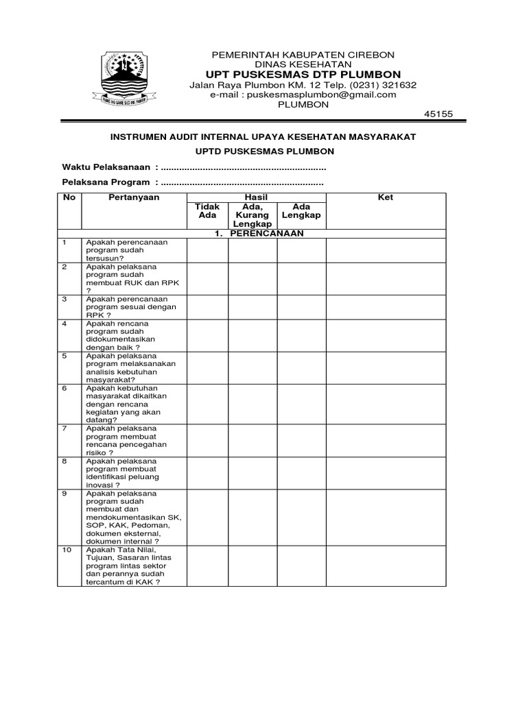 Instrumen Audit Internal Ukm | PDF | Bisnis