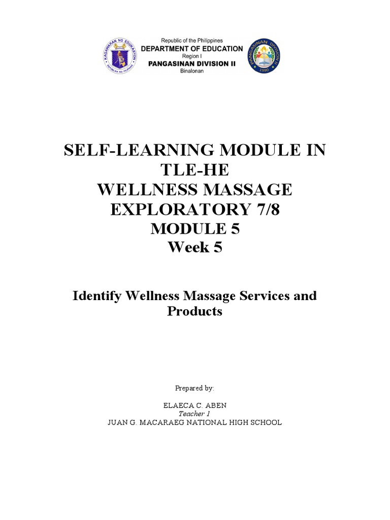Self-Learning Module in Tle-He Wellness Massage Exploratory 7/8 | PDF ...