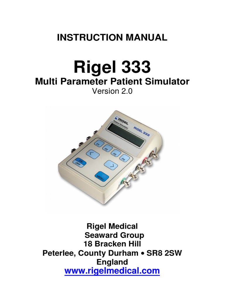 Rigel 333 Instruction Manual | PDF | Electrocardiography | Physiology