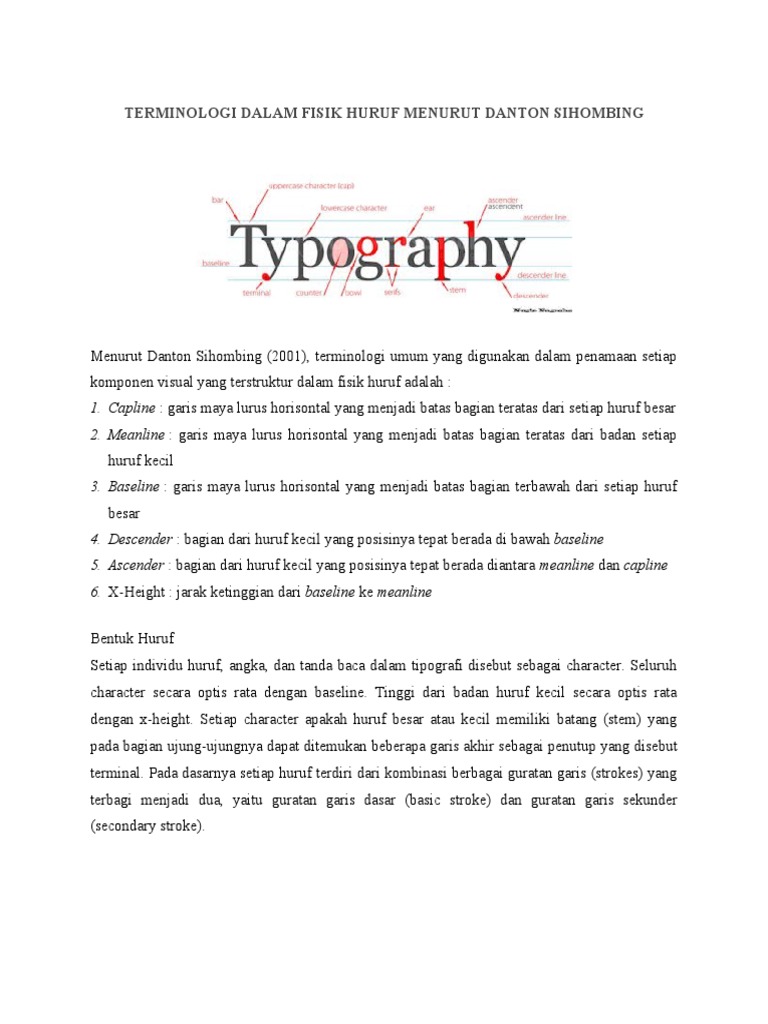 Terminologi Fisik Huruf Menurut Sihombing | PDF