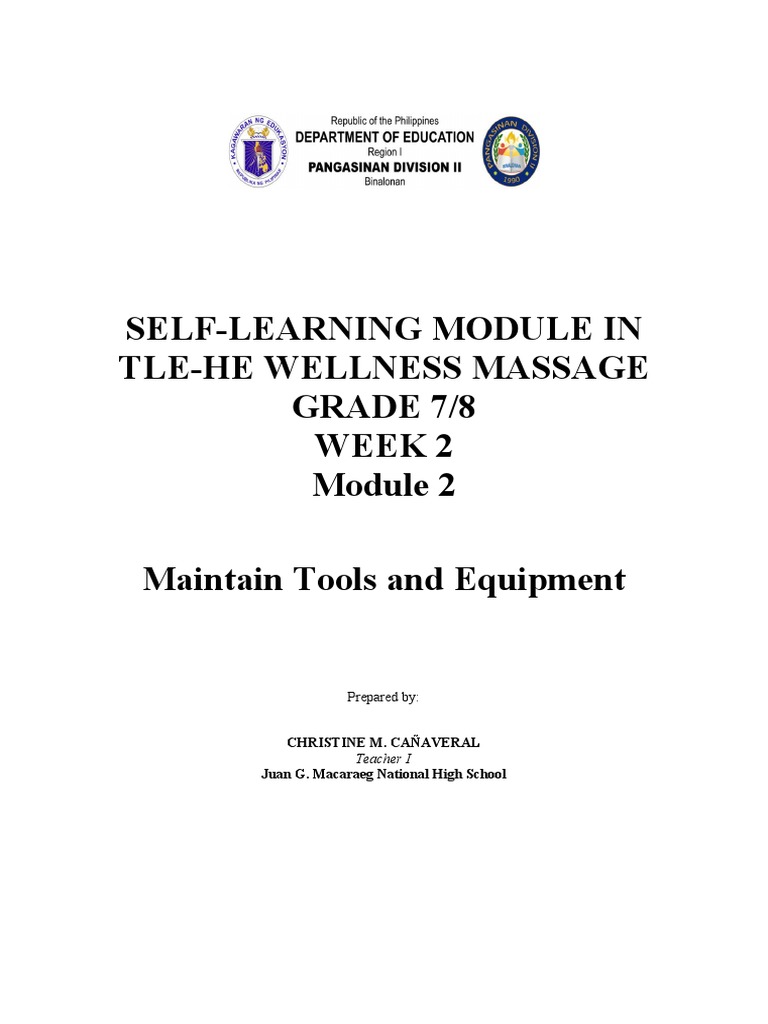 Self-Learning Module in Tle-He Wellness Massage GRADE 7/8 Week 2 ...