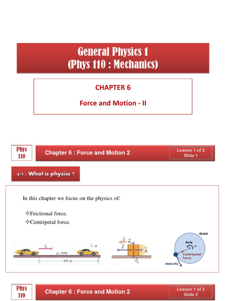 General Physics 1 (Phys 110: Mechanics) : Force and Motion - II | PDF ...