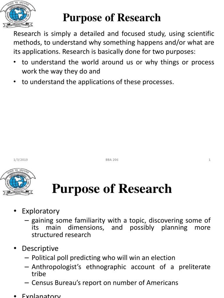 Purpose of Research | PDF | Scientific Method | Methodology